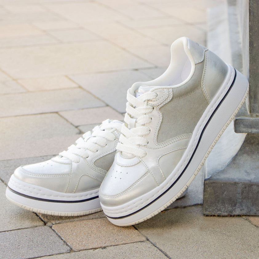 Alyster Shimmer Silver Shoe - Alegria Shoes